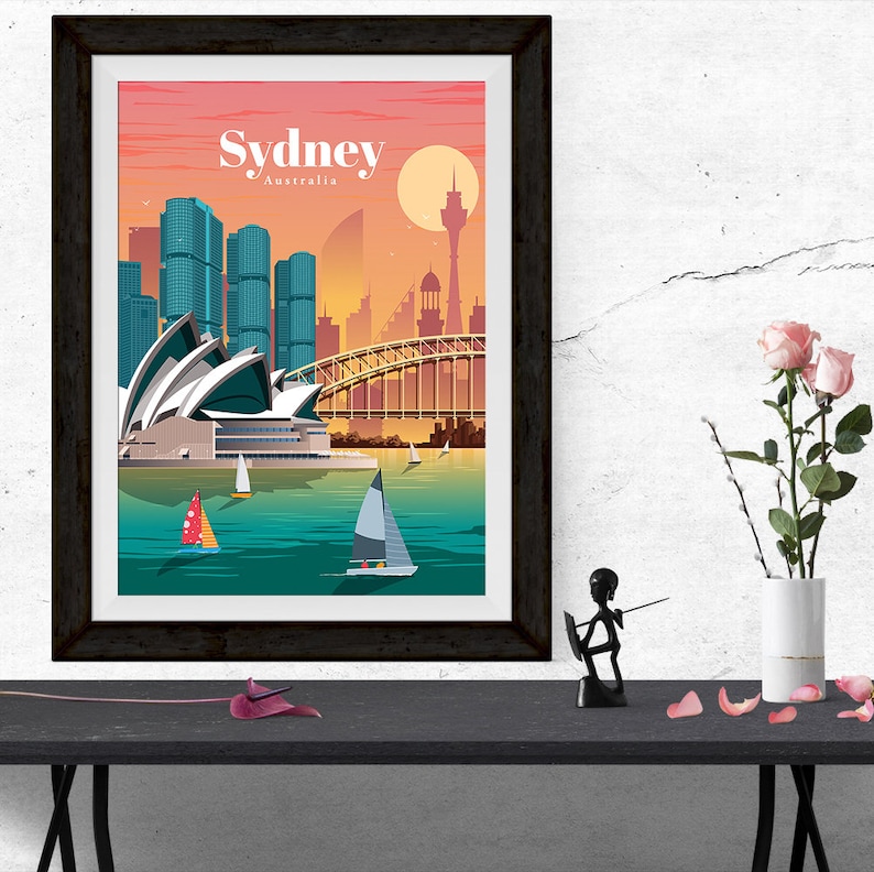 Sydney Skyline Art Sydney Print Australia Wall Art Travel - Etsy