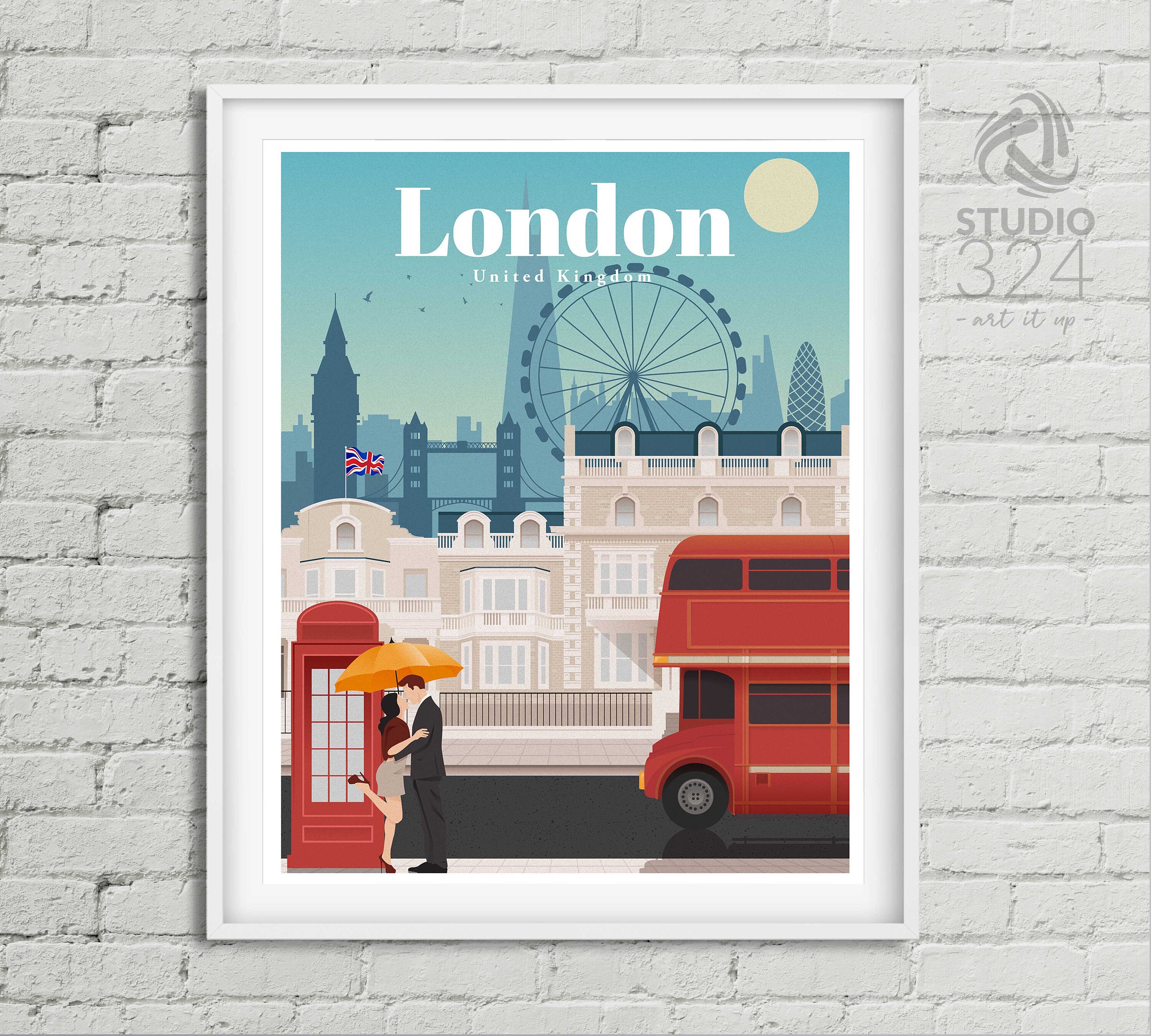London Travel Poster Retro London Print London Wall Art - Etsy