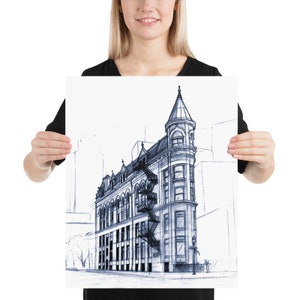 Toronto Gooderham Building, Landmark Art Print, Hand Drawn Architecture ...