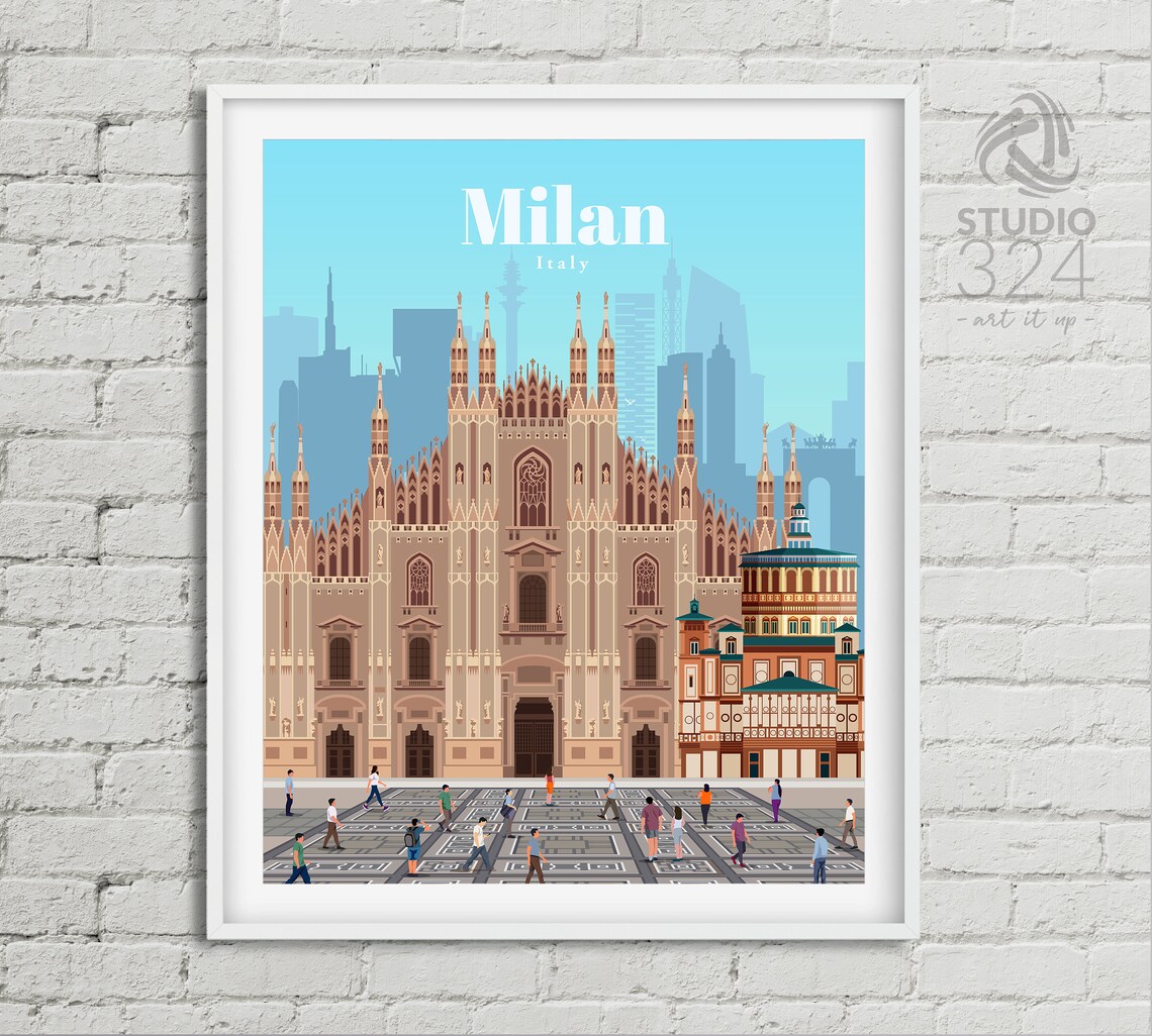 Italy Travel Poster - Milan Print - Etsy