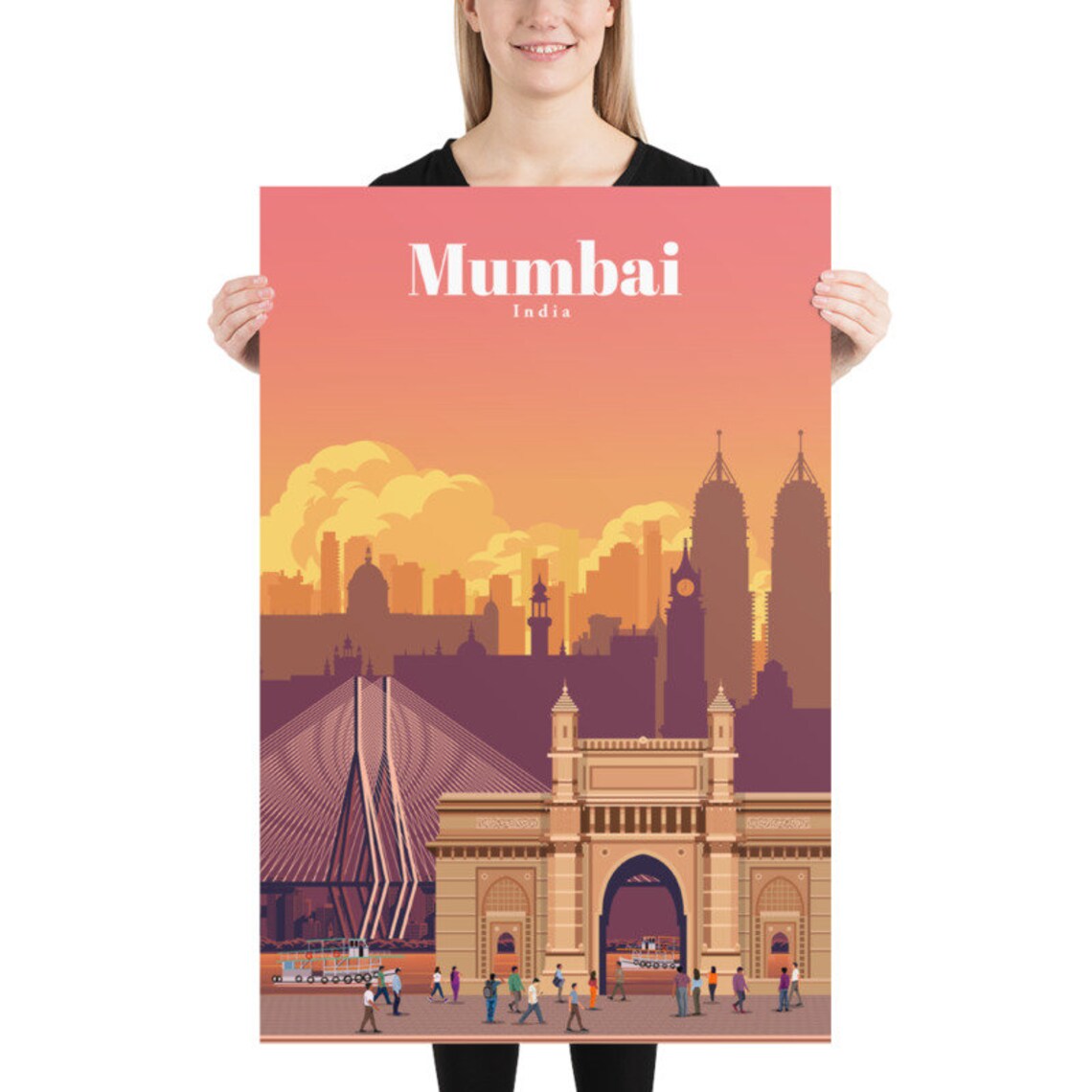 Mumbai City Travel Poster Print Vintage Memento Souvenir | Etsy