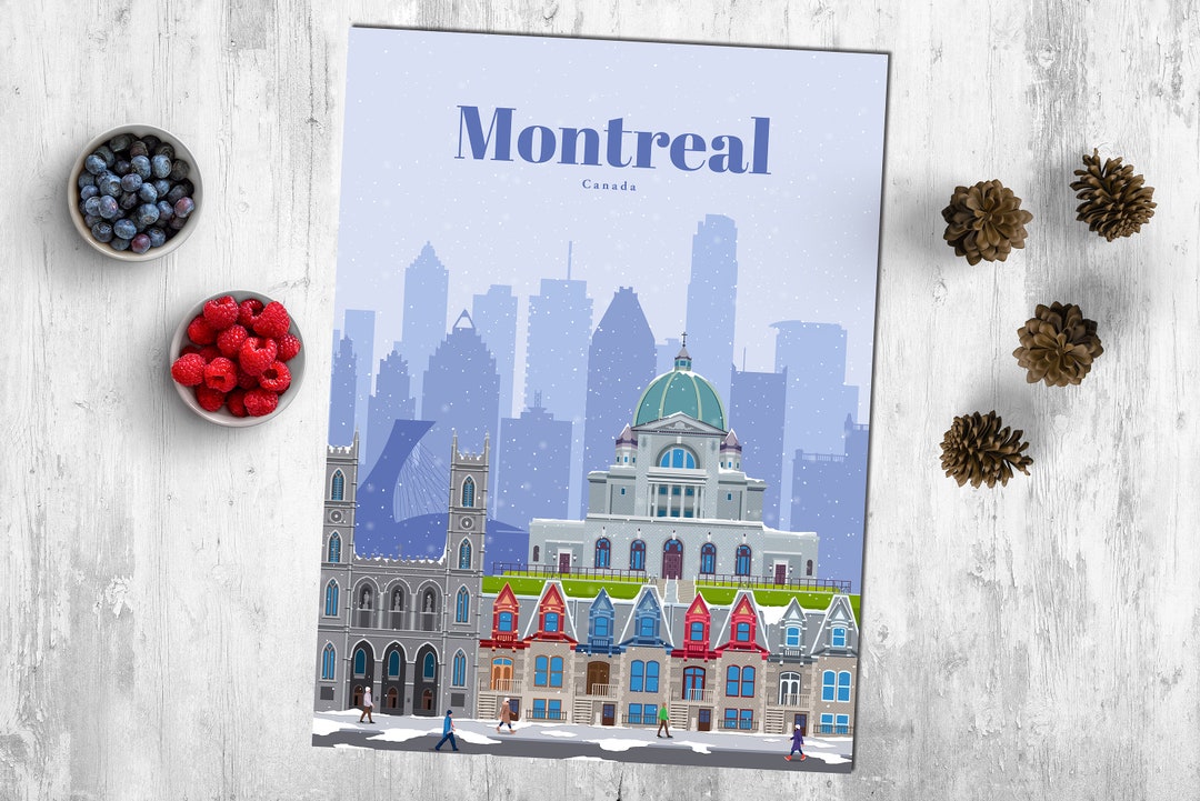 Montreal City Travel Poster, Vintage Print Memento, Souvenir Gift ...