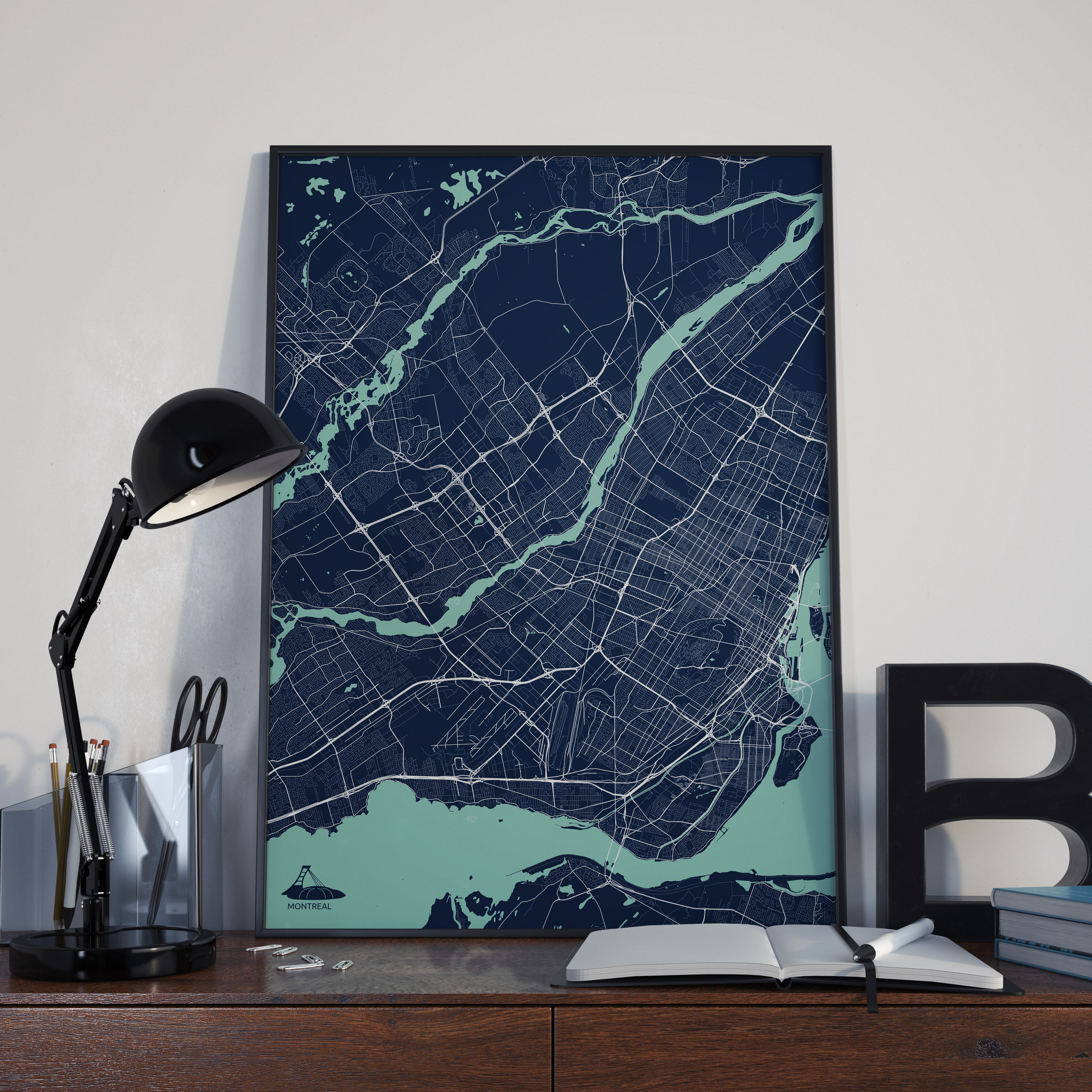 Montreal City Map Blue Color Travel Map Art Print Poster - Etsy