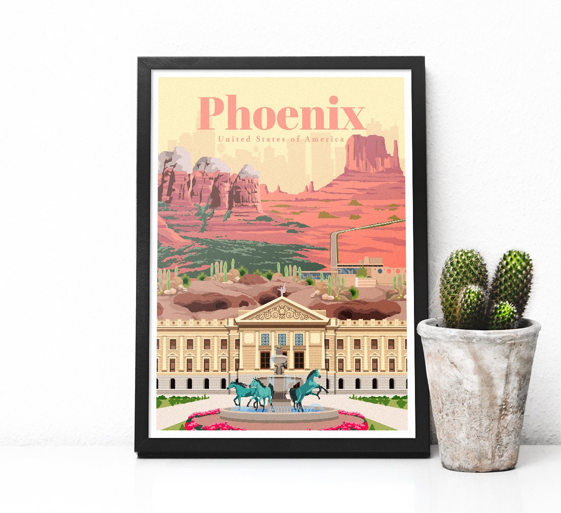 Arizona Art Print-phoenix City Poster-usa Travel Posters - Etsy