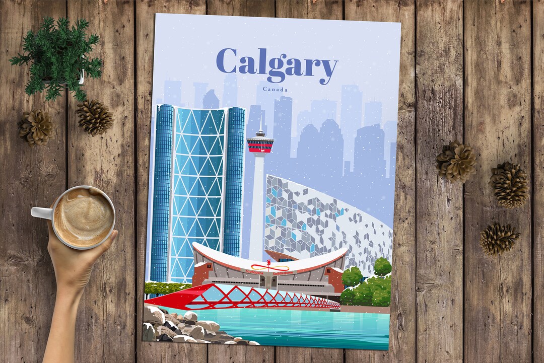 Calgary Travel Poster, Vintage Print, Souvenir Gift, Calgary City ...