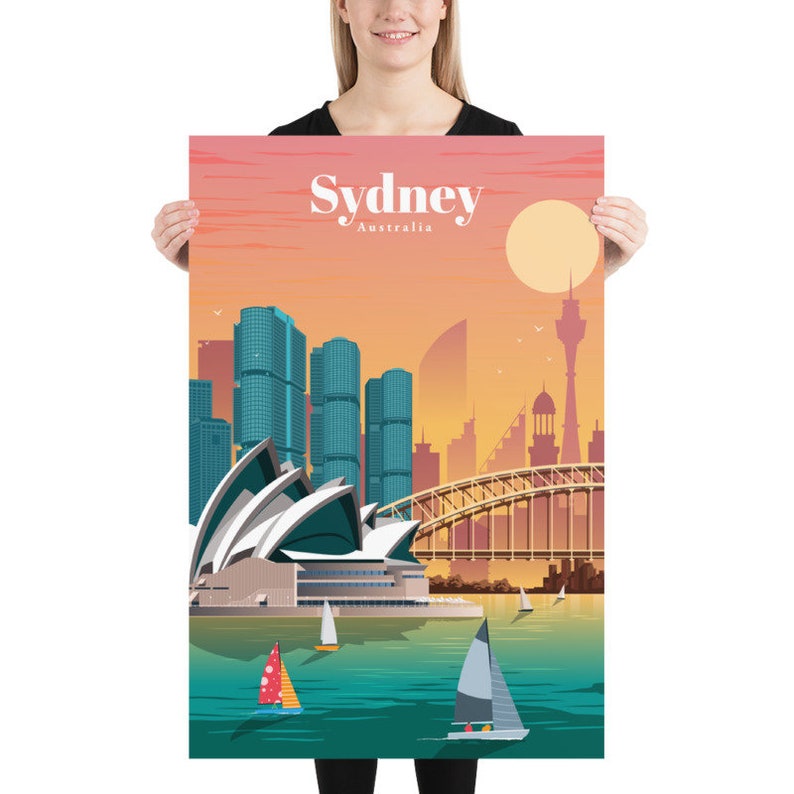 Sydney Skyline Art Sydney Print Australia Wall Art Travel - Etsy
