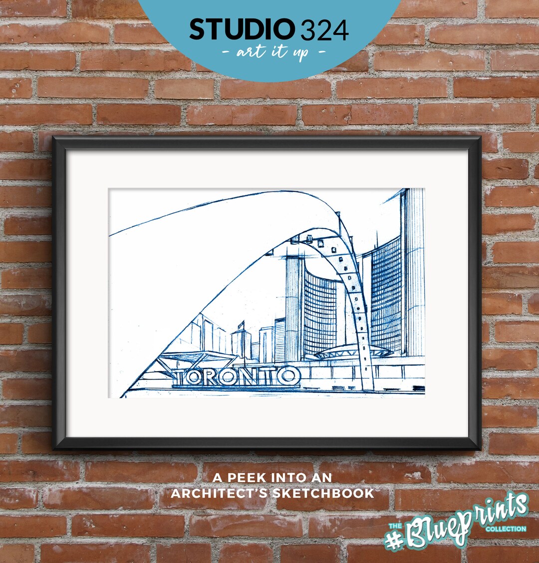 Toronto City Hall Landmark Art Print, Hand Drawn Architecture Sketch ...