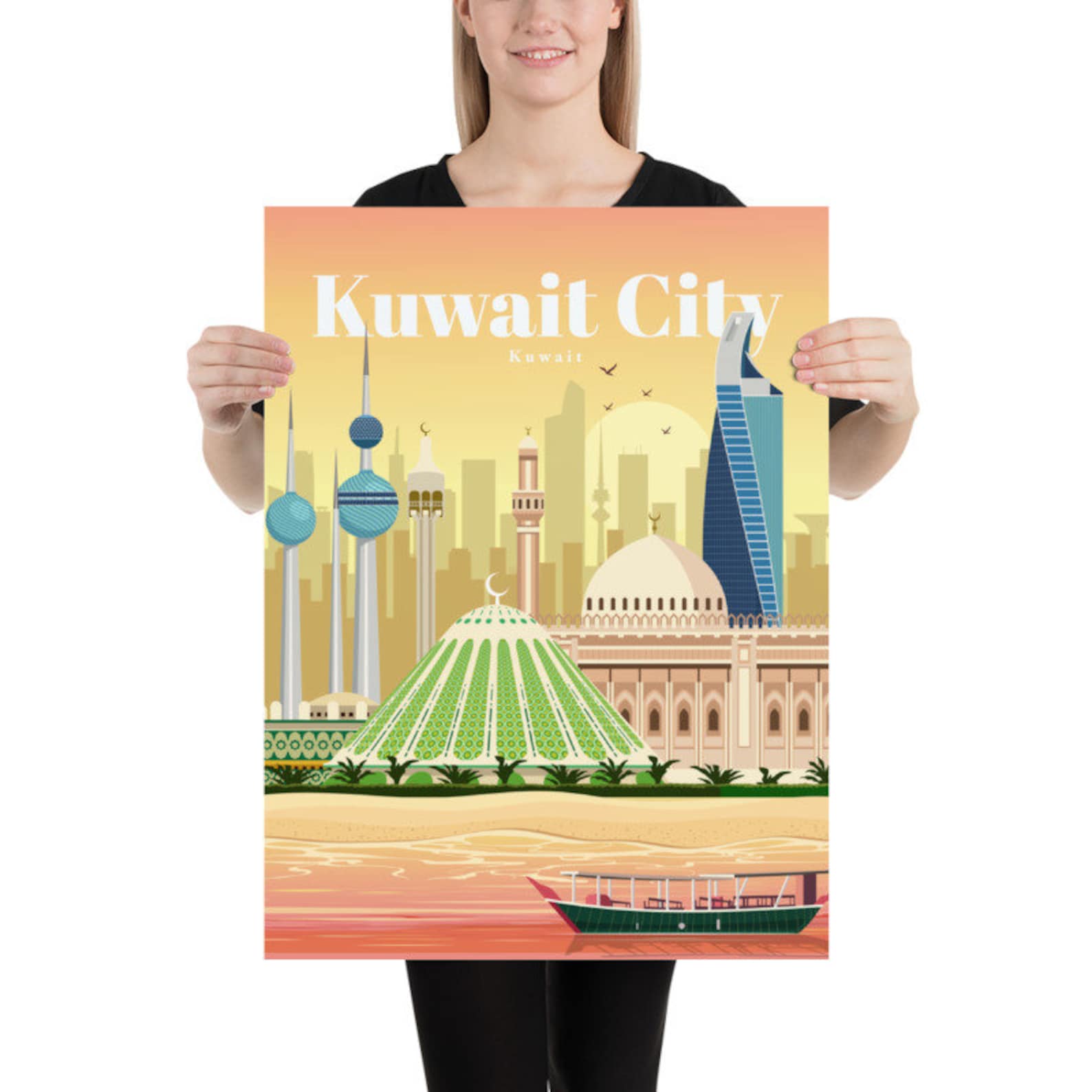 Kuwait City Travel Poster Vintage Print Memento Souvenir - Etsy