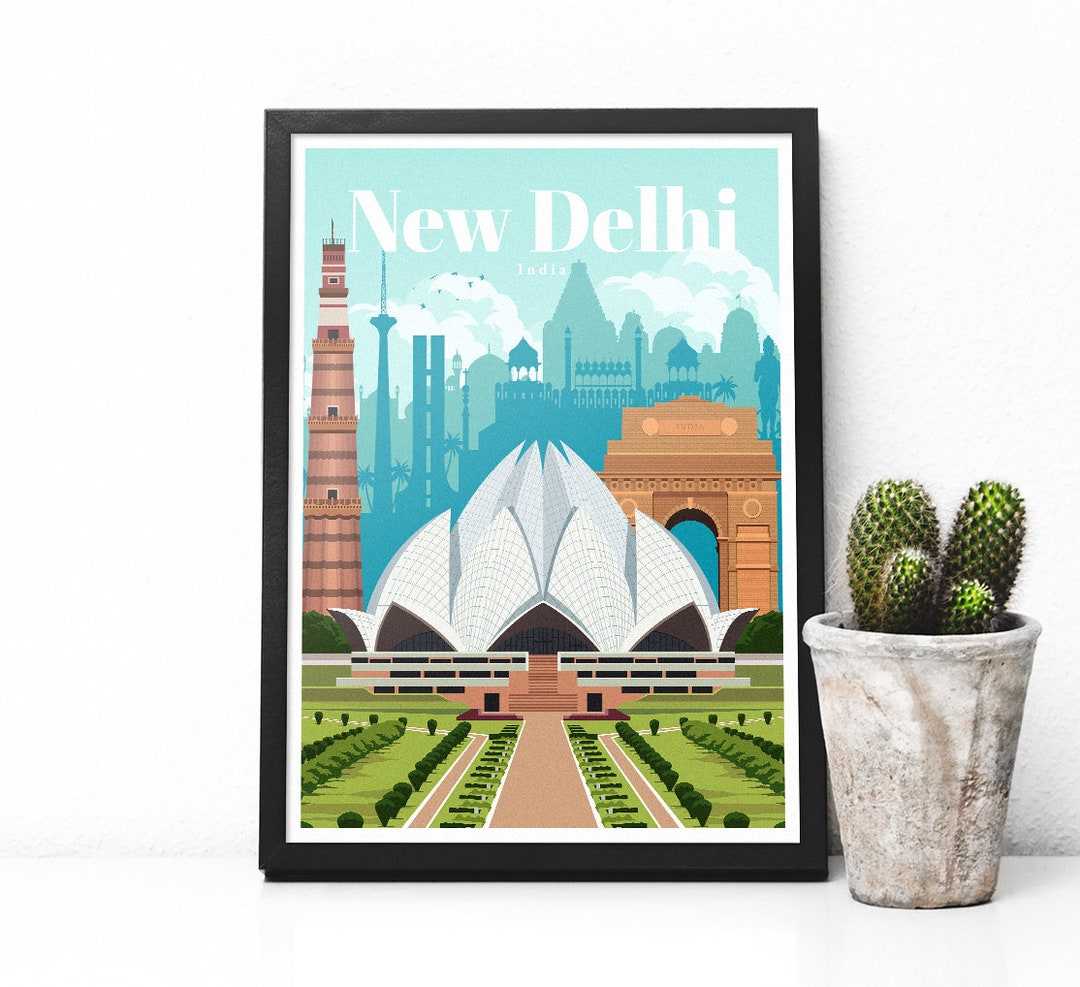 India Travel Poster - New Delhi Print - Delhi City Poster Prints - Etsy