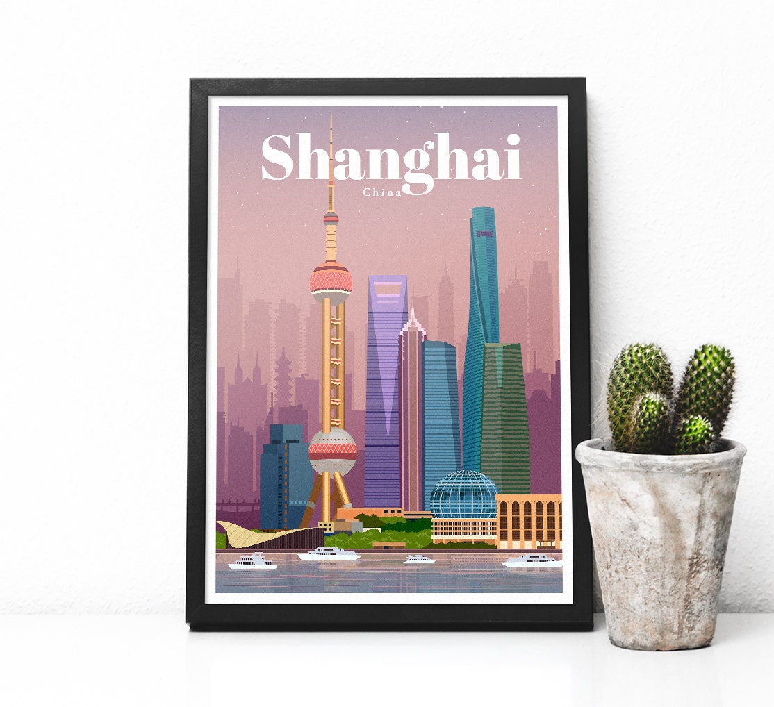 Shanghai Travel Poster, Vintage Print, Souvenir Gift From China ...