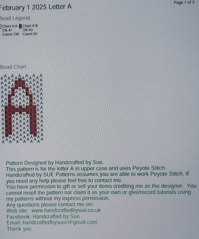 Beading Patterns for Alphabet Individual Upper Case Letters Peyote ...