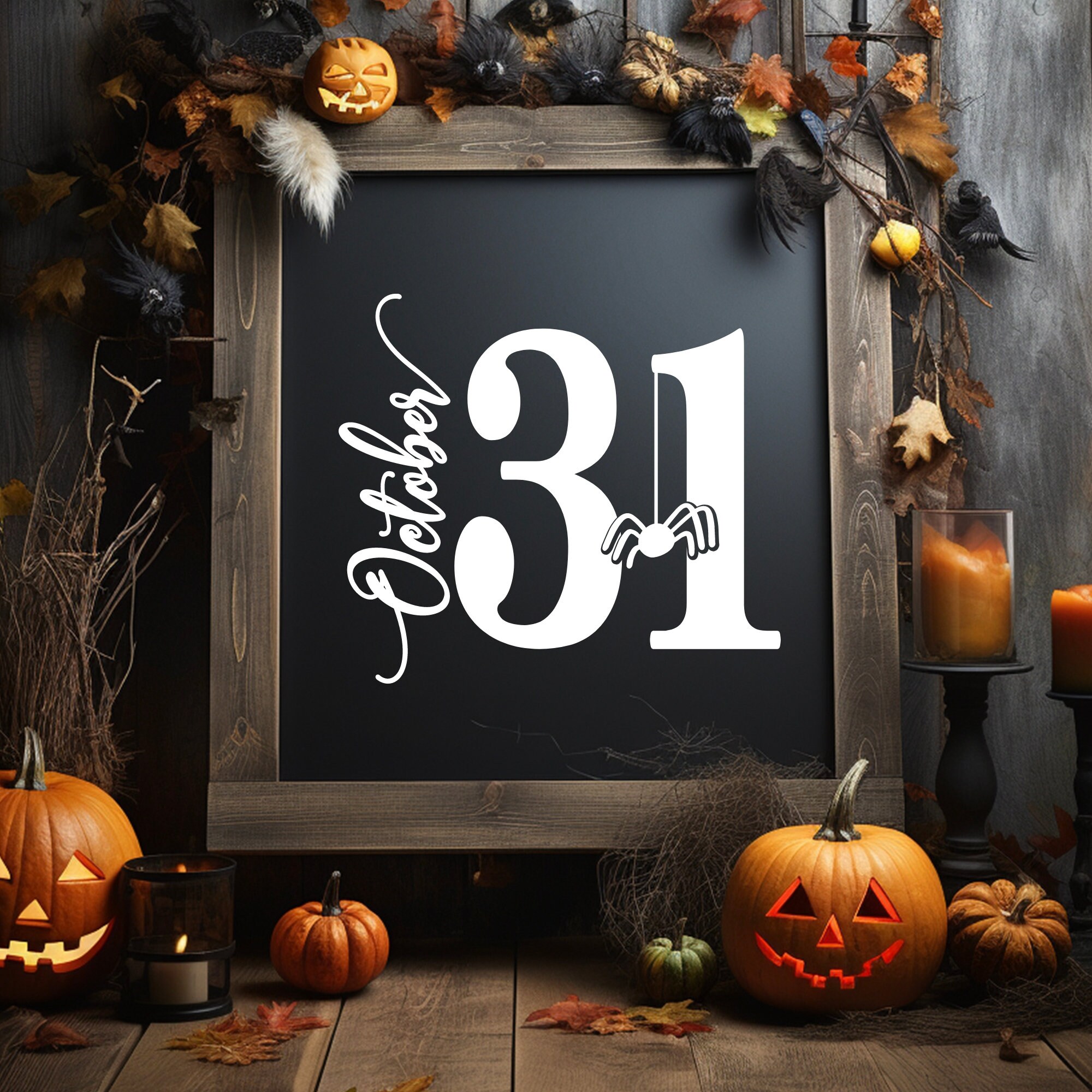 Halloween Spider Chalkboard Decal • October 31st DIY Decor - Etsy
