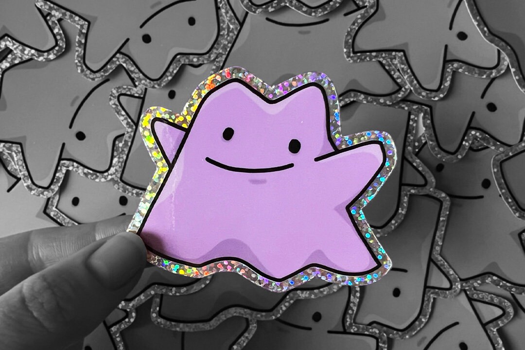 Ditto Pokemon Glitter Sticker - Etsy