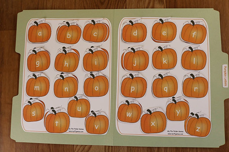 Upper/lowercase Letters - Pumpkin Letters - Printable File Folder Game ...
