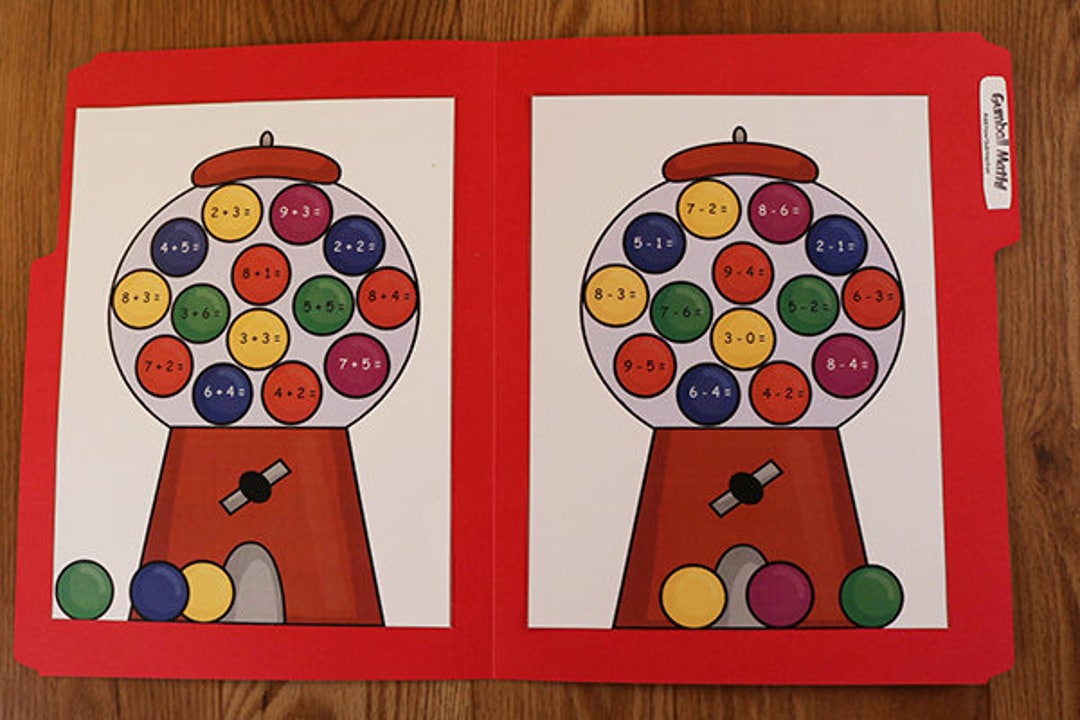 Addition & Subtraction - Gumball Math - Printable File Folder Game - Etsy