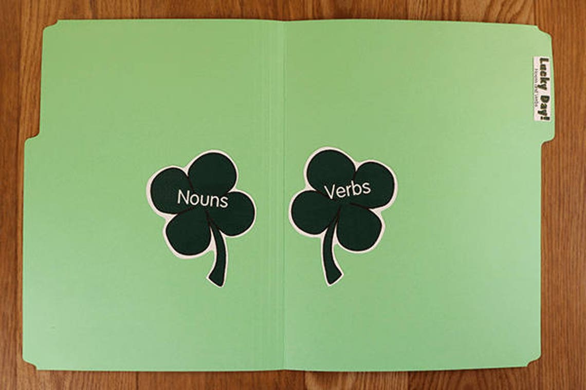 Noun & Verb Sort - Lucky Day - Printable File Folder Games - Etsy