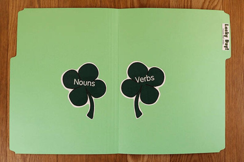 Noun & Verb Sort - Lucky Day - Printable File Folder Games - Etsy