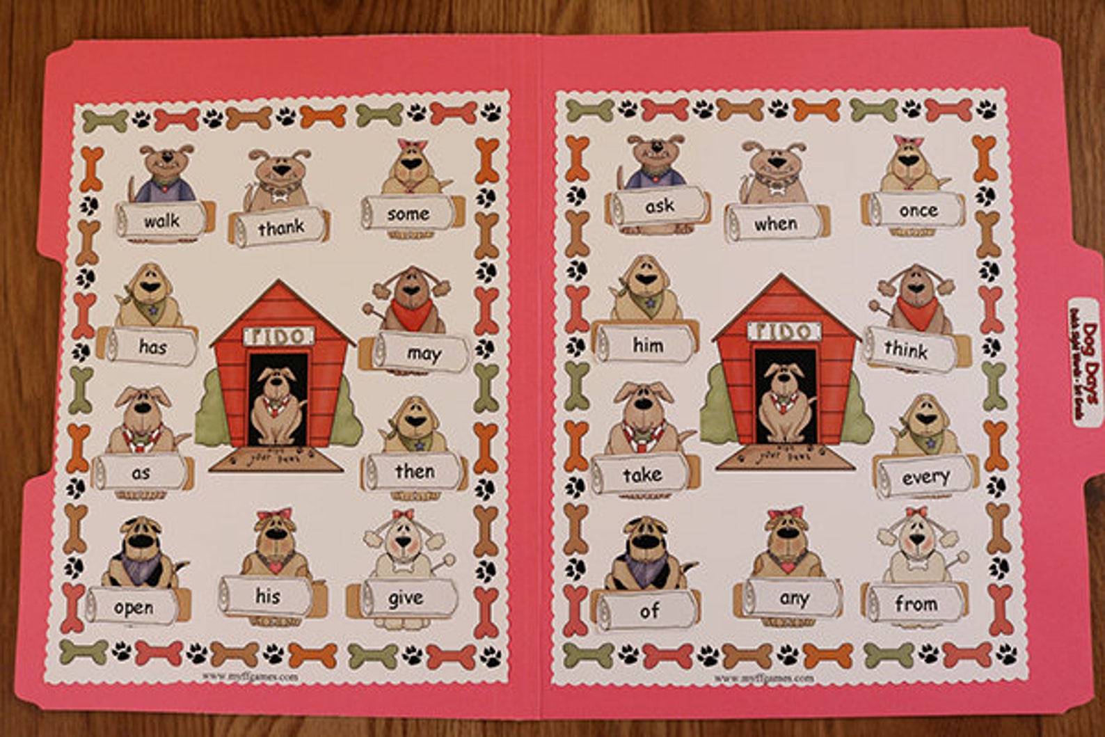 Dolch Sight Words 1st Grade - Dog Days - Printable File Folder Game PDF ...