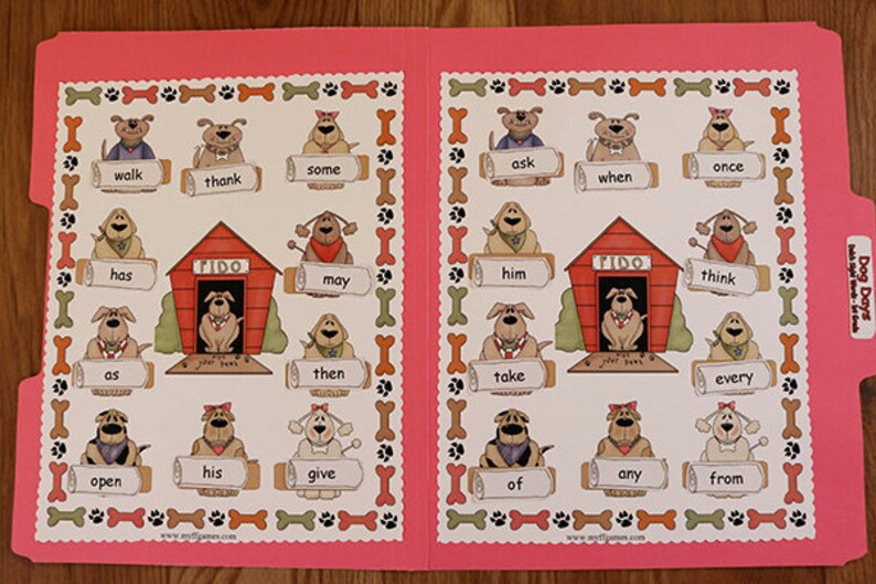 Dolch Sight Words 1st Grade - Dog Days - Printable File Folder Game PDF ...