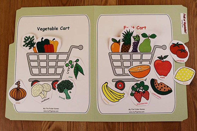 Fruit & Vegetable Sort - Printable File Folder Game- Preschool ...