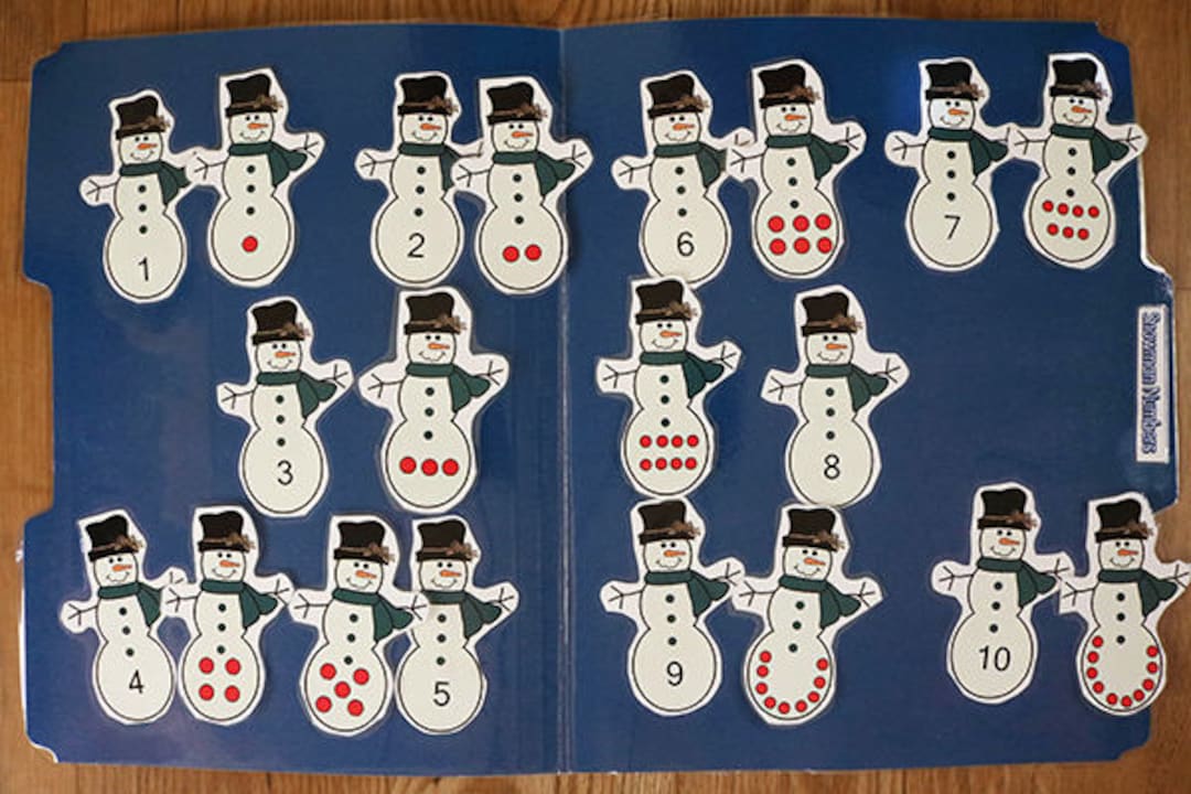 Counting Numbers - Snowman Numbers - Printable File Folder Game PDF ...