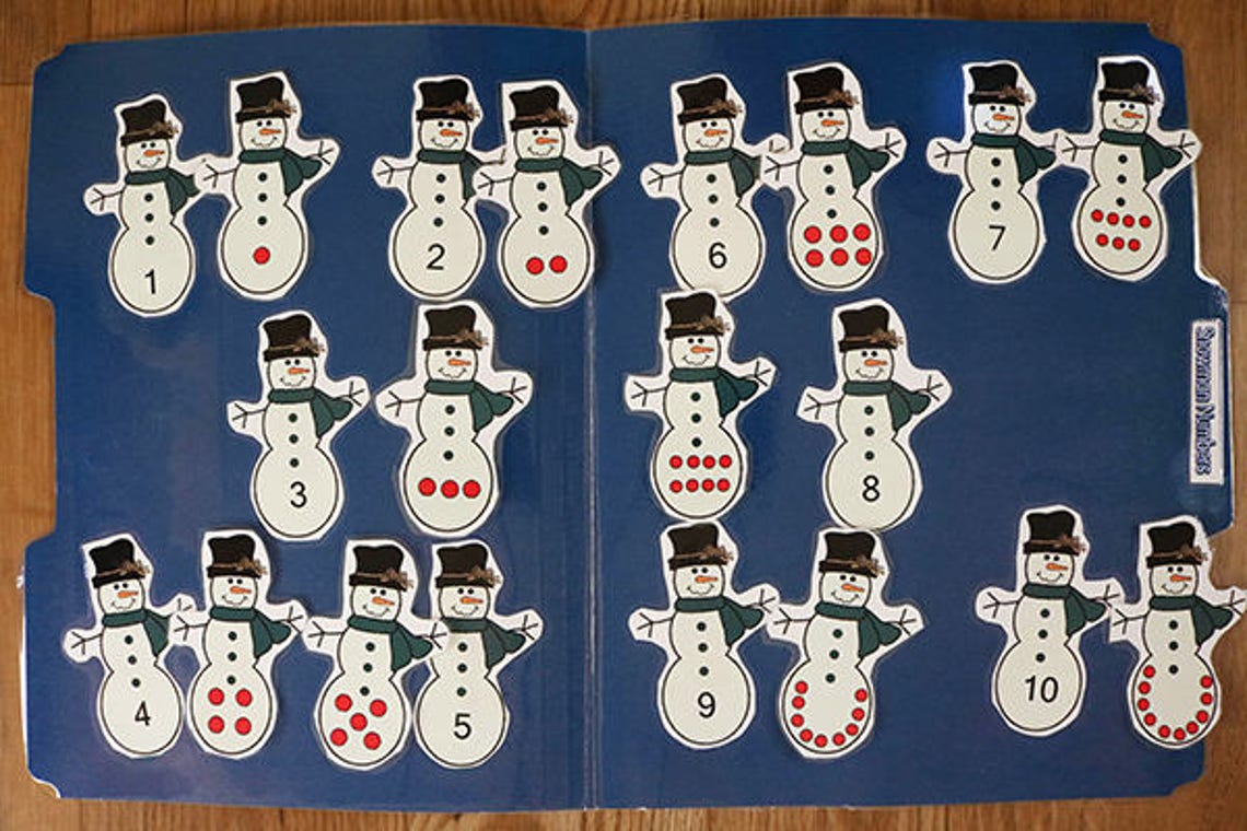 Counting Numbers - Snowman Numbers - Printable File Folder Game PDF ...