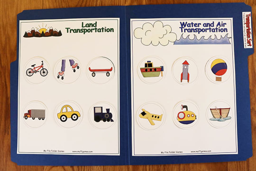 Transportation Sort- Printable File Folder Game PDF Download ...