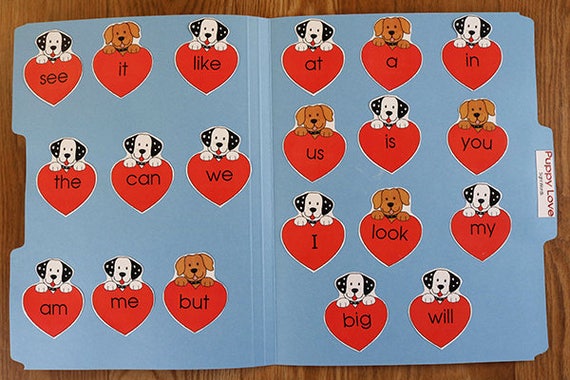 Dolch Sight Words Puppy Love Printable File Folder Game | Etsy