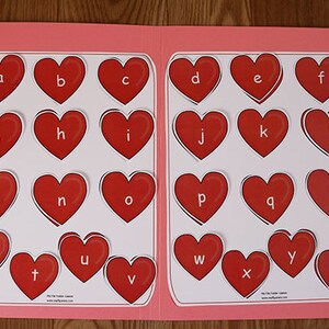 Upper/lowercase Letters - Heart Letters - Printable File Folder Game ...