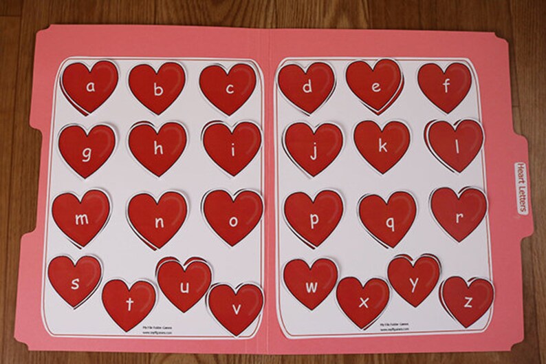 Upper/lowercase Letters - Heart Letters - Printable File Folder Game ...