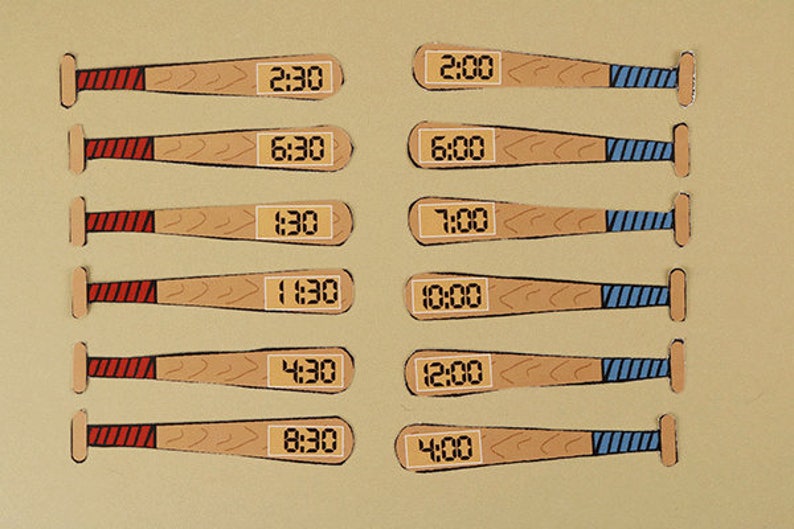 Telling Time Hour & Half Hour Play Ball Printable File Folder Game PDF ...