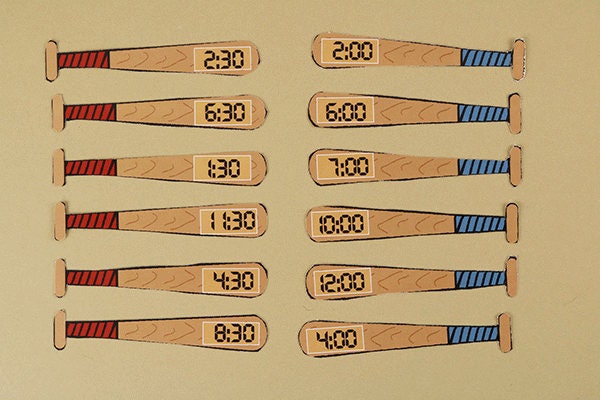 Telling Time - Hour & Half Hour - Play Ball- Printable File Folder Game ...