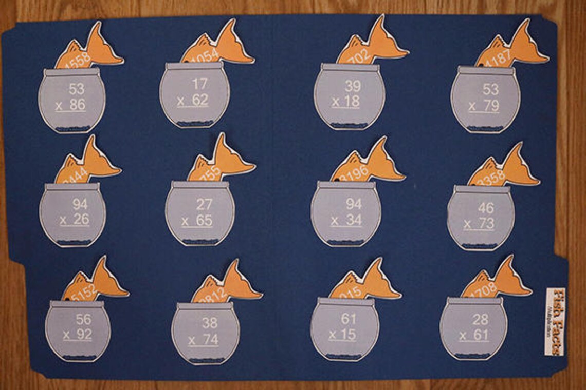 Double Digit Multiplication - Fish Facts - Printable File Folder Game ...