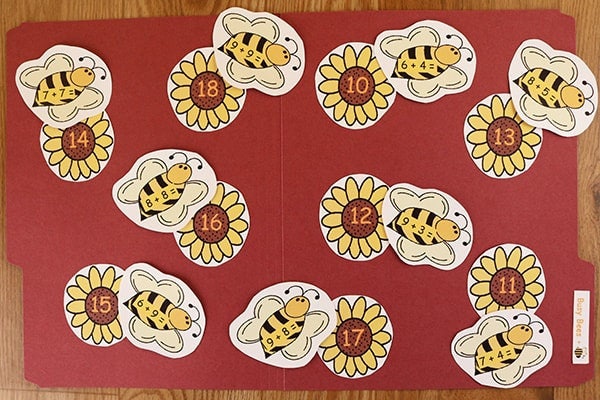 Horizontal Addition - Busy Bees - Printable File Folder Game PDF ...