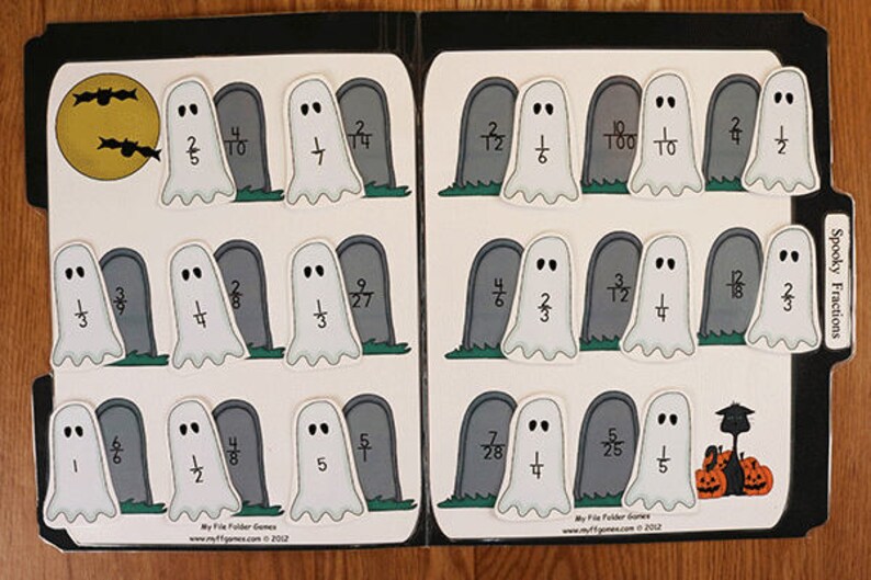 Fractions Spooky Fractions Printable File Folder Game PDF - Etsy