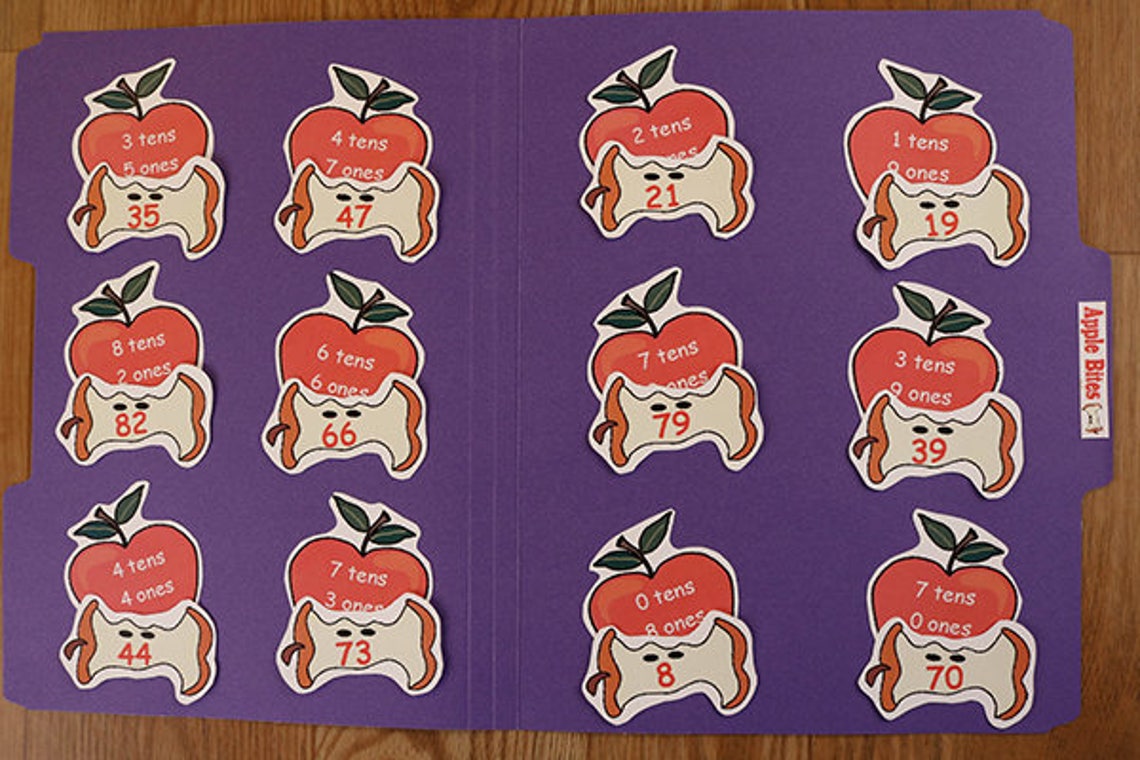 Place Value -apple Bites - Printable File Folder Game PDF Download Math ...