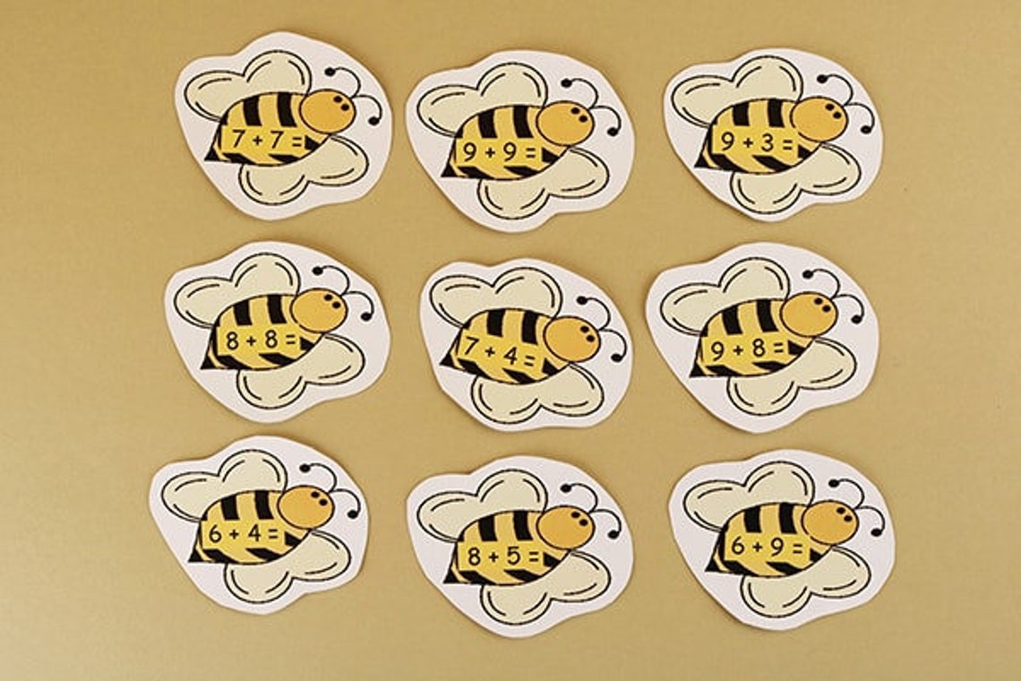 Horizontal Addition Busy Bees Printable File Folder Game - Etsy