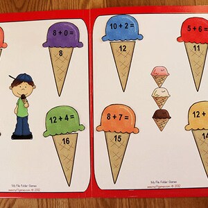 Addition - Ice Cream Delight - Printable File Folder Game PDF Download ...