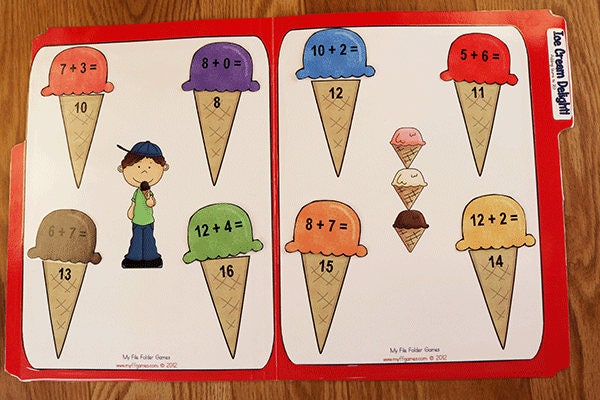 Addition - Ice Cream Delight - Printable File Folder Game PDF Download ...