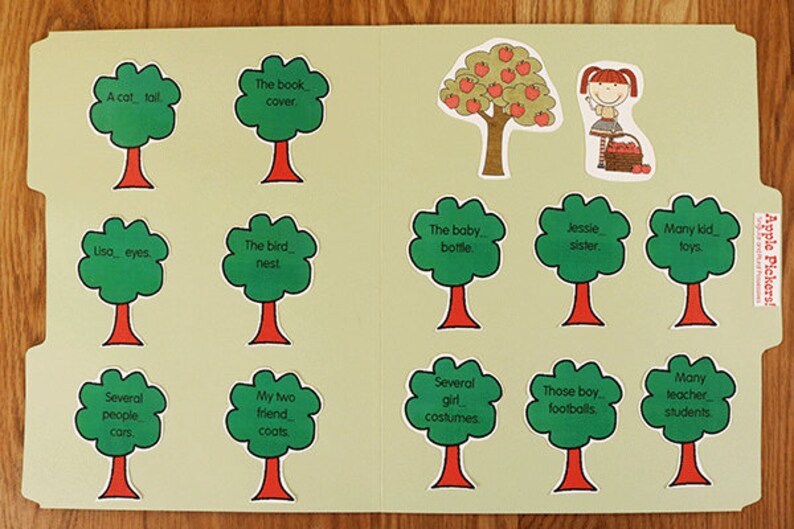 Singular & Plural Possessives - Apple Pickers - File Folder Game ...