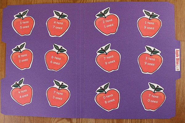 Place Value apple Bites Printable File Folder Game PDF Download Math ...