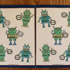 Long Short Vowel O - Robot O's - Printable File Folder Game PDF ...