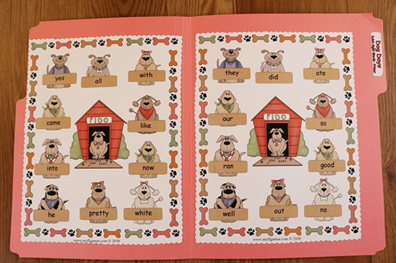 Dolch Sight Words Primer - Dog Days - Printable File Folder Game PDF ...