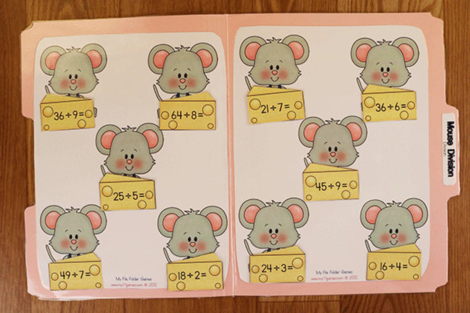 Division- Mouse Division- Printable File Folder Game PDF Download -3rd ...