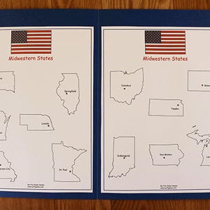 State Capitals - Midwestern States - Printable File Folder Game PDF ...
