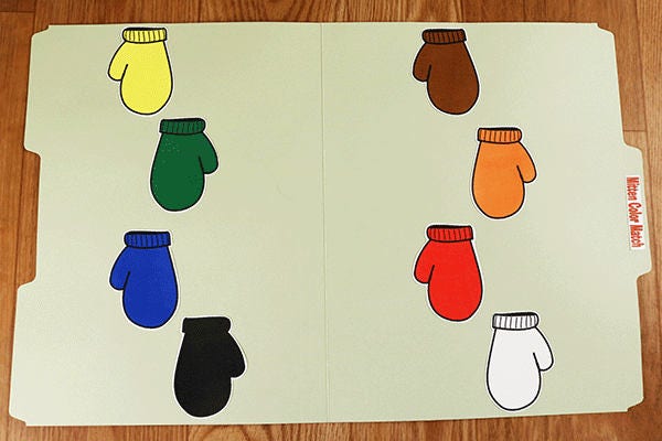 Color Matching - Mitten Colors - Printable File Folder Game PDF ...