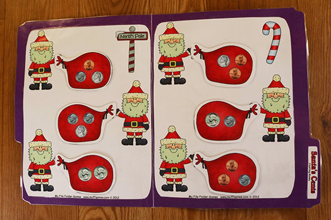 Counting Money Santa's Cents Printable File Folder Game PDF Download ...