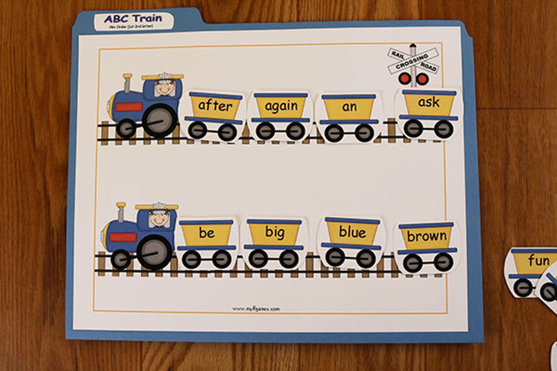 Alphabetical Order - ABC Train - Printable File Folder Game PDF ...