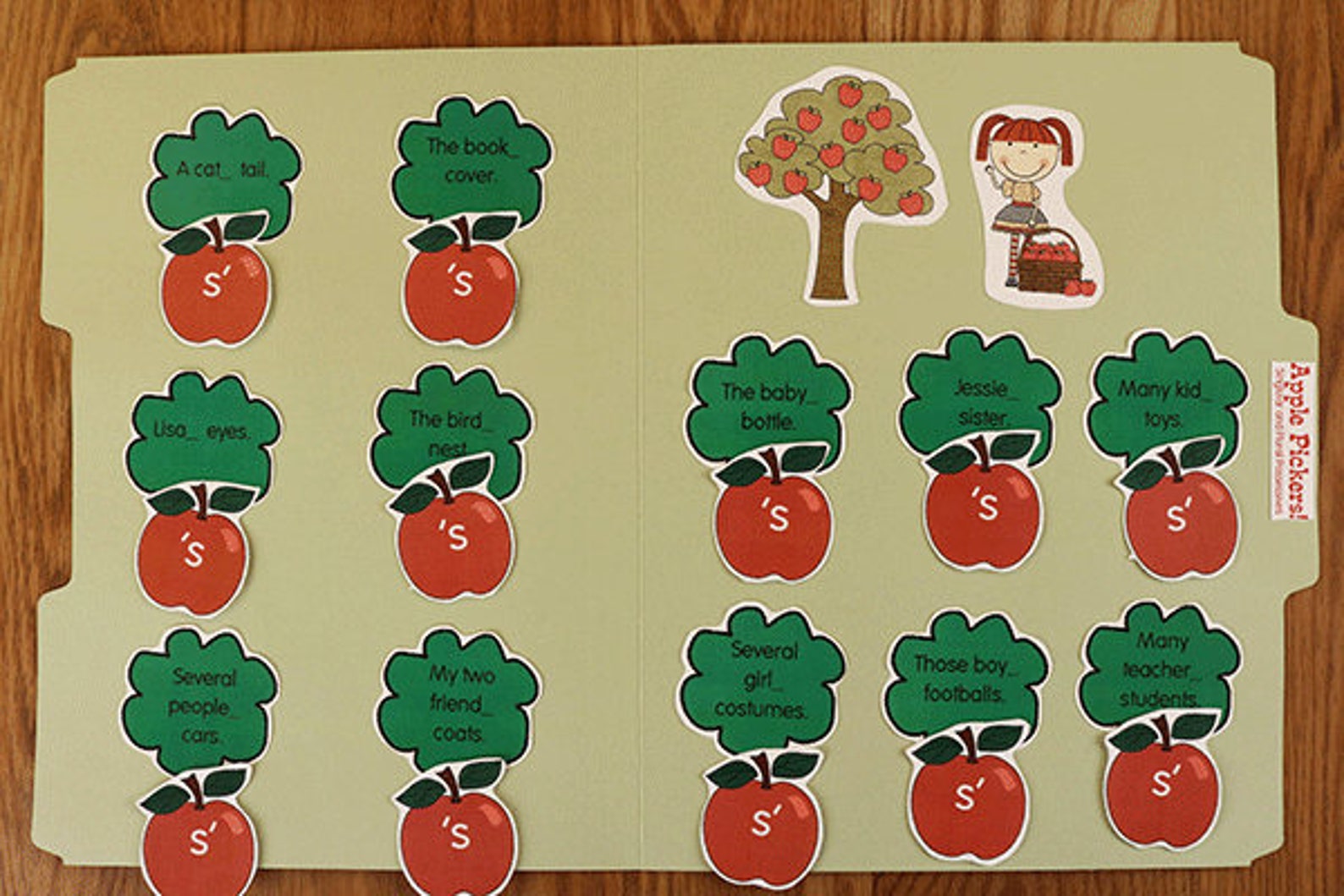 Singular & Plural Possessives - Apple Pickers - File Folder Game ...