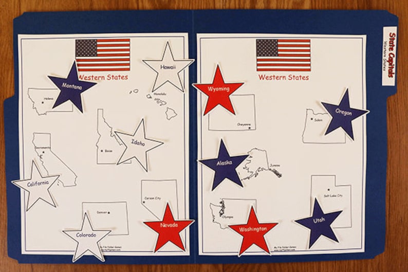 State Capitals - Western States - Printable File Folder Game PDF ...